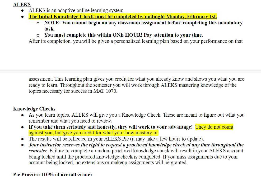 MAT 1070 Syllabus Common Statements (ALEKS)