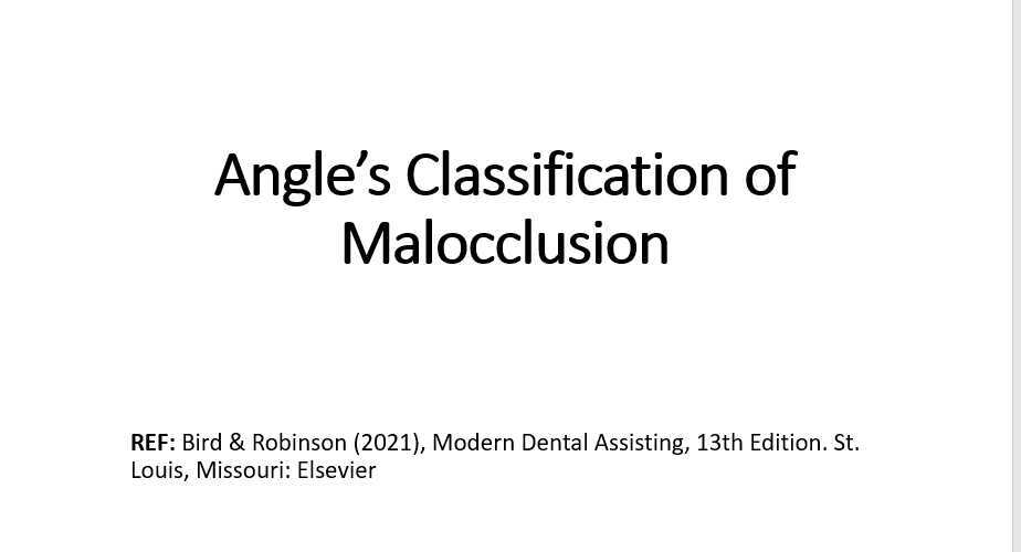 Angle's Classification of Malocclusion