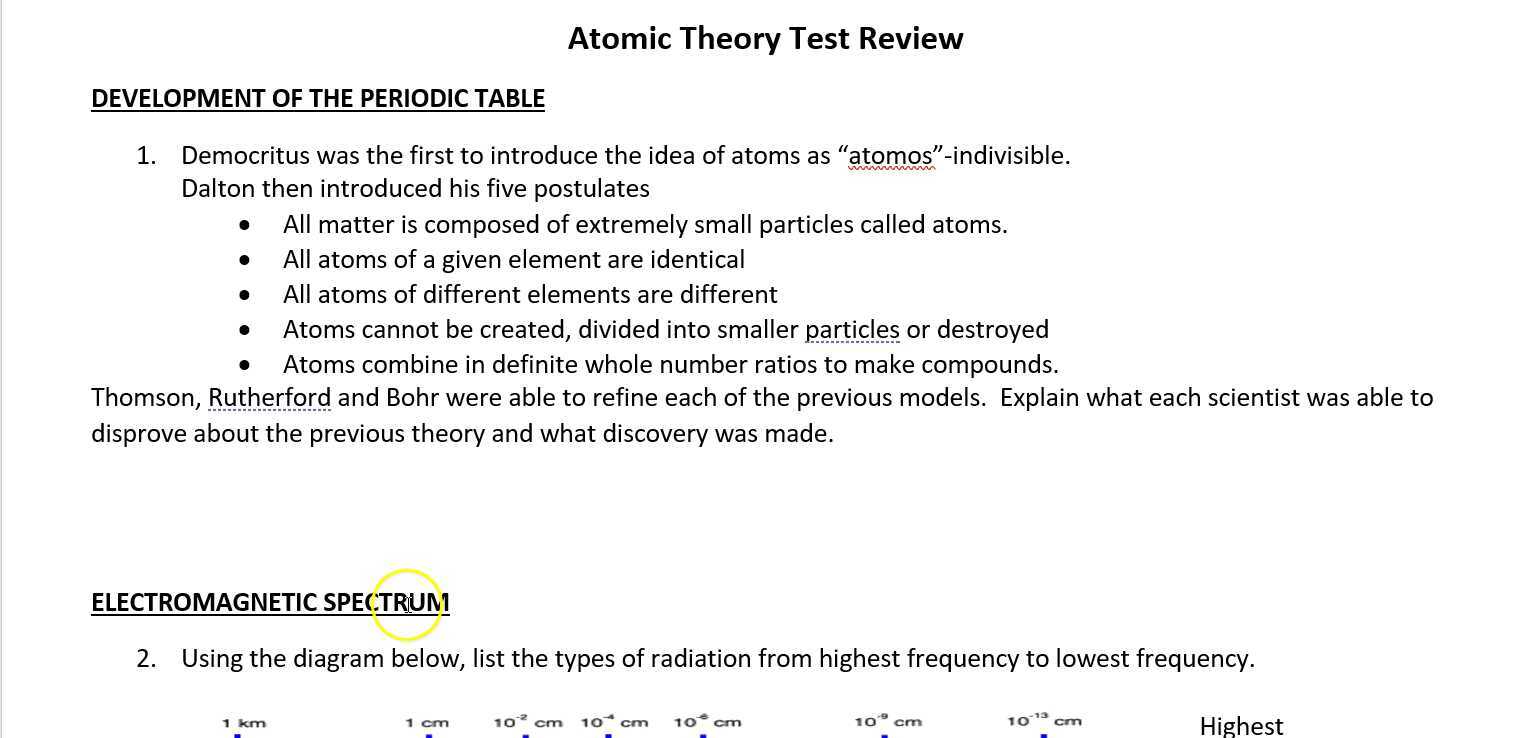 Atomic Theory Review Part I