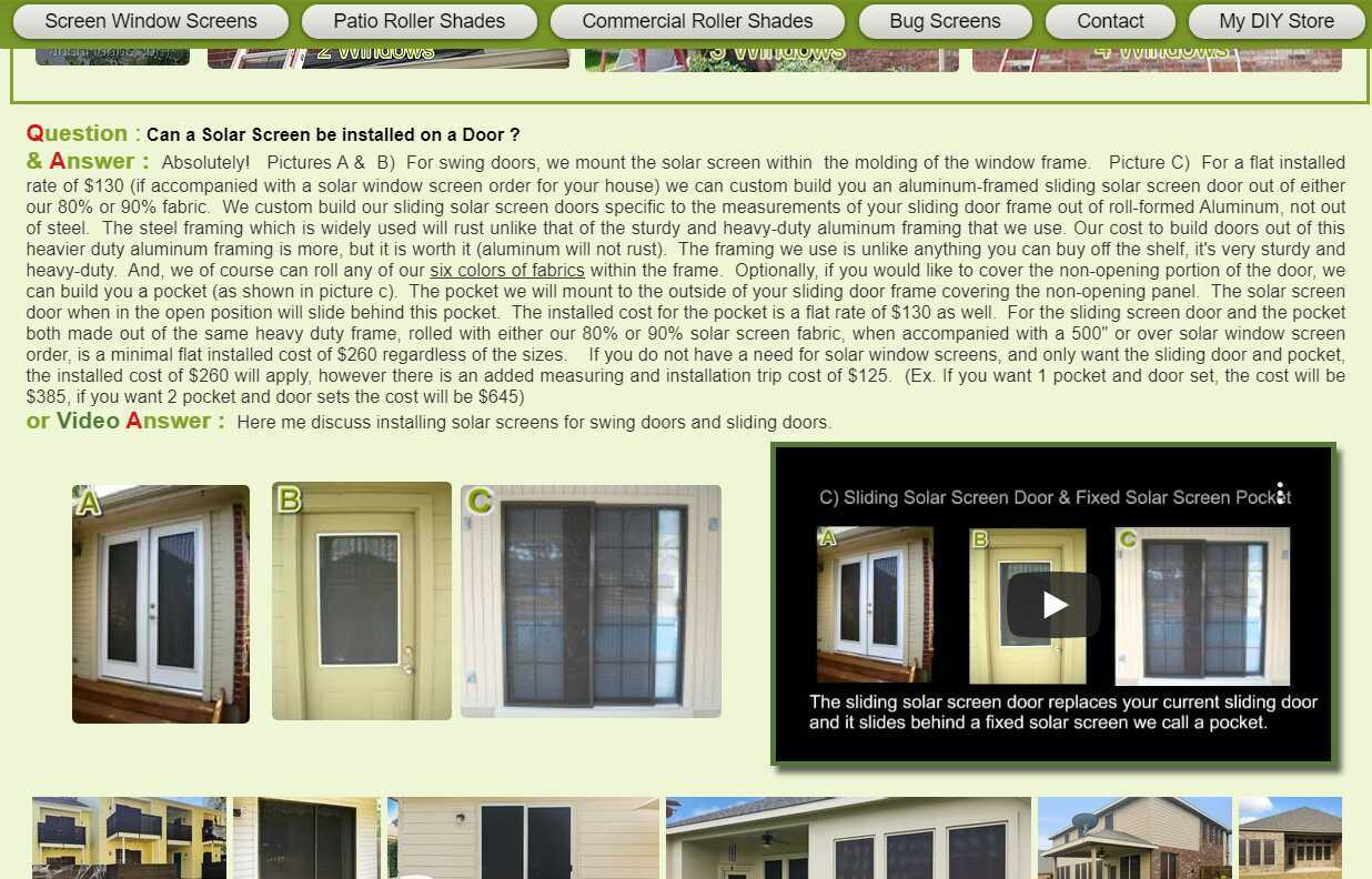 Solar screens for Doors