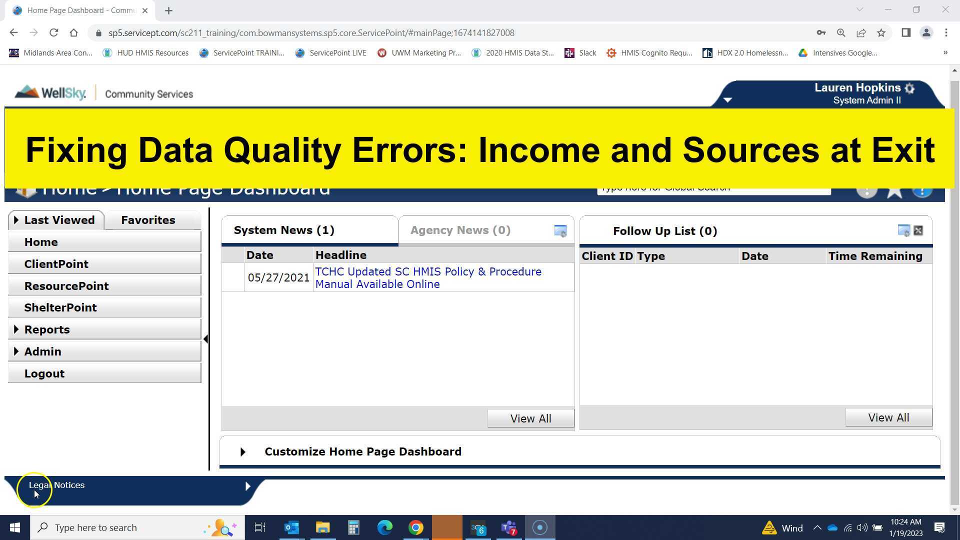 Fixing Data Quality Errors: Income and Sources at Exit