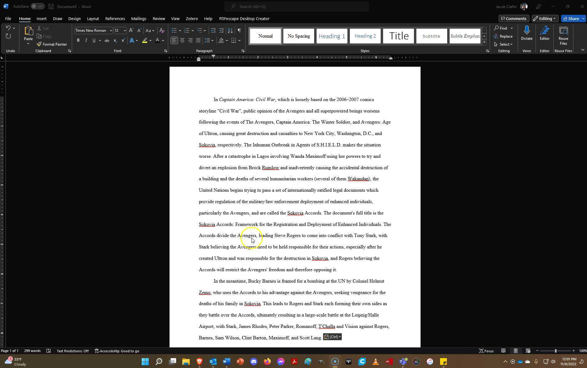 Formatting an MLA cover page