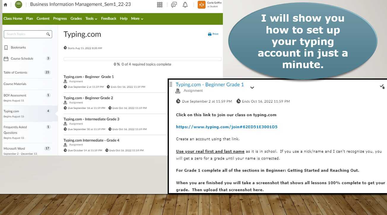 Setting Up Typing Account