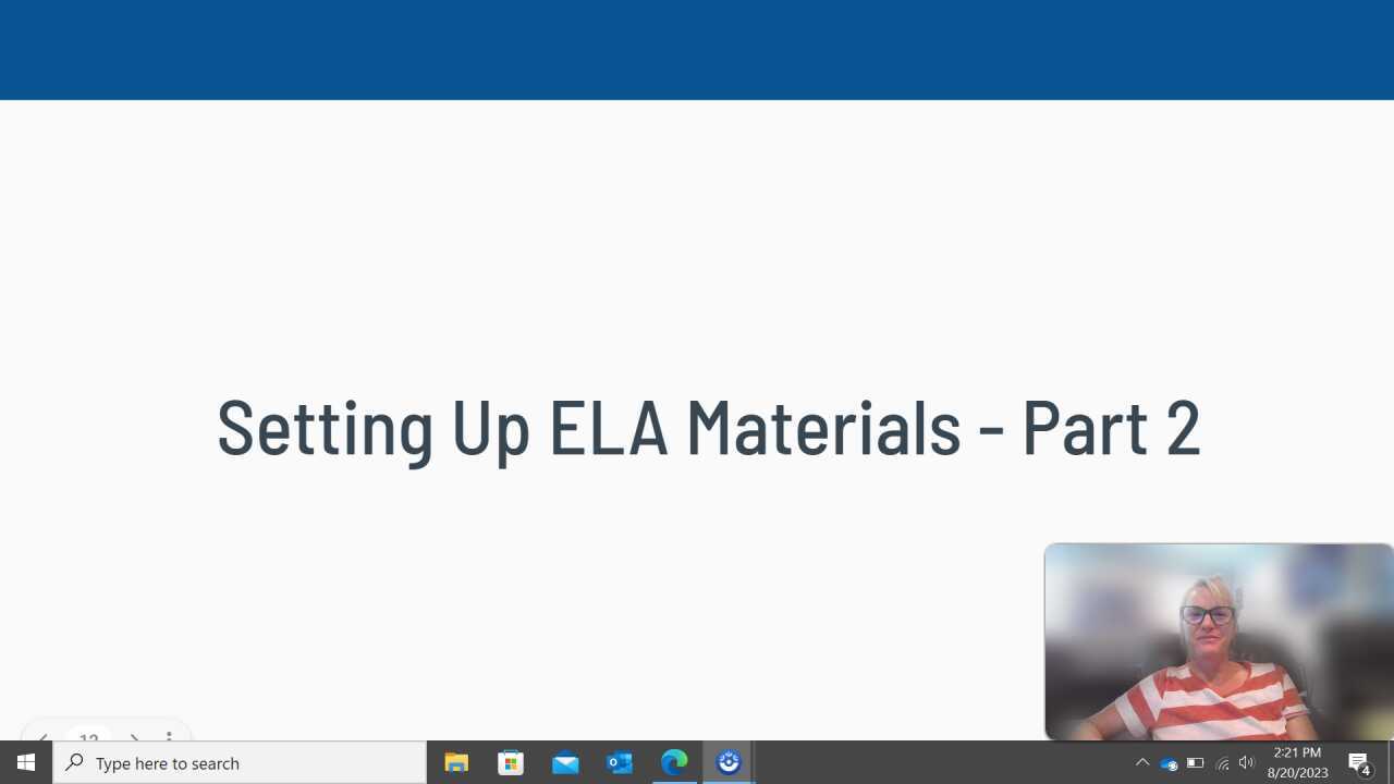 Setting Up ELA Materials - Part 2