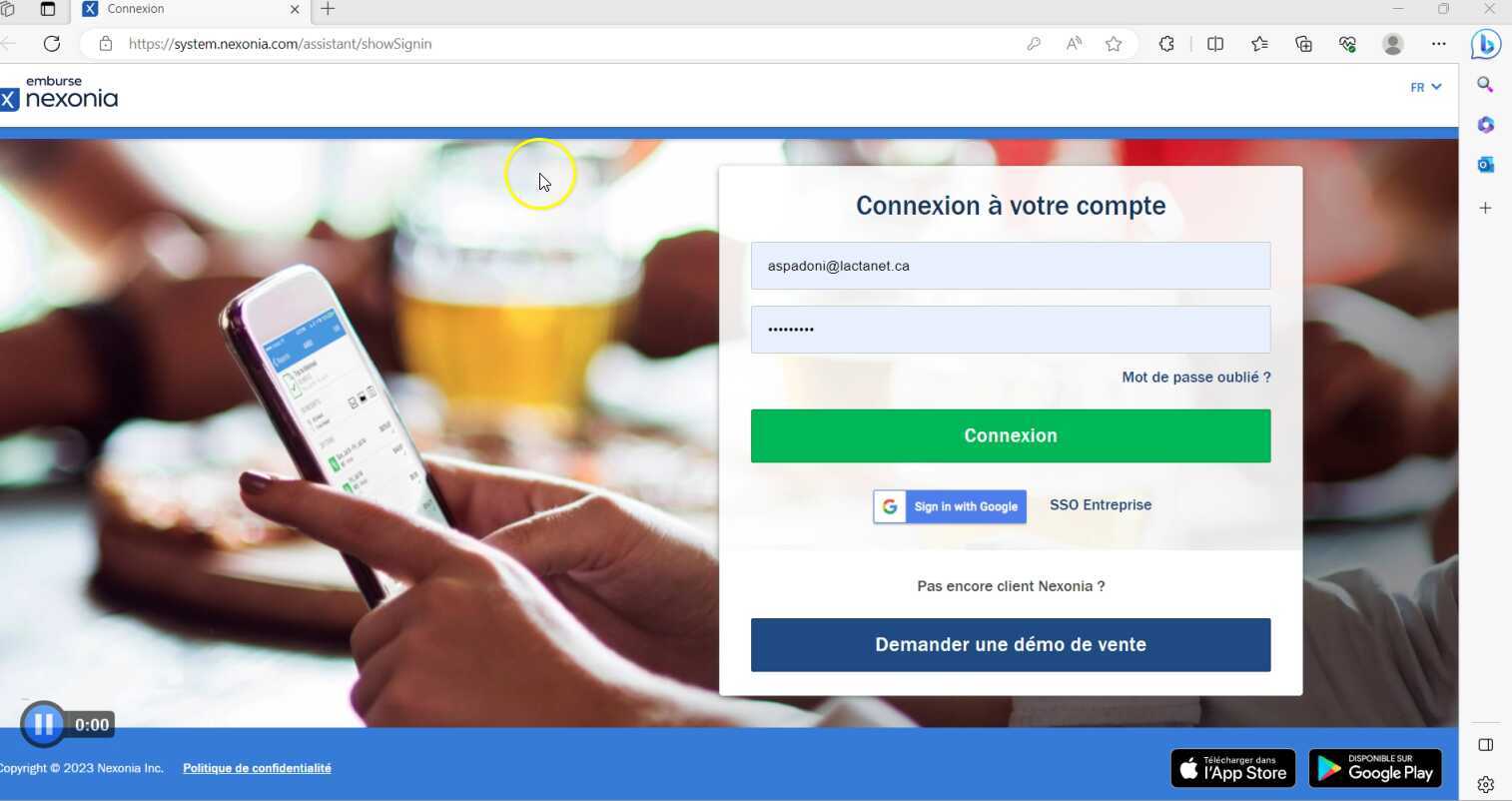 Démonstration initiale Nexonia