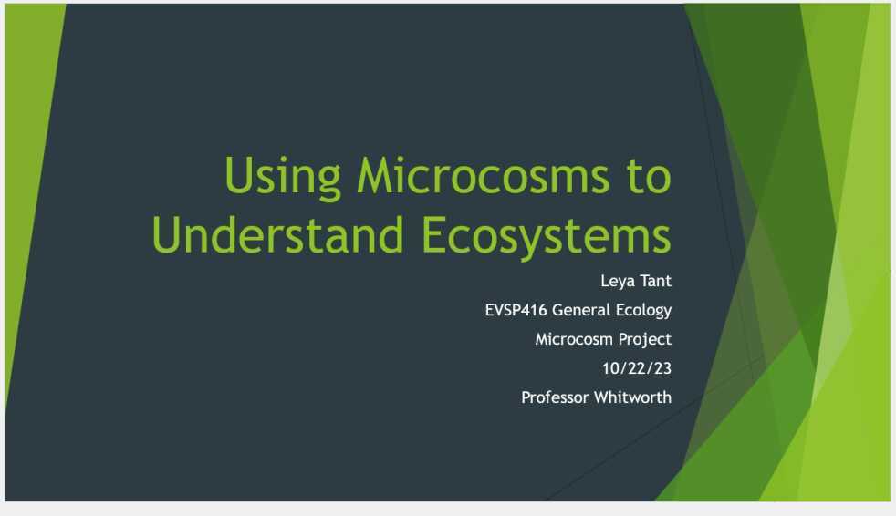 Using Microcosms to Understand Ecosystems