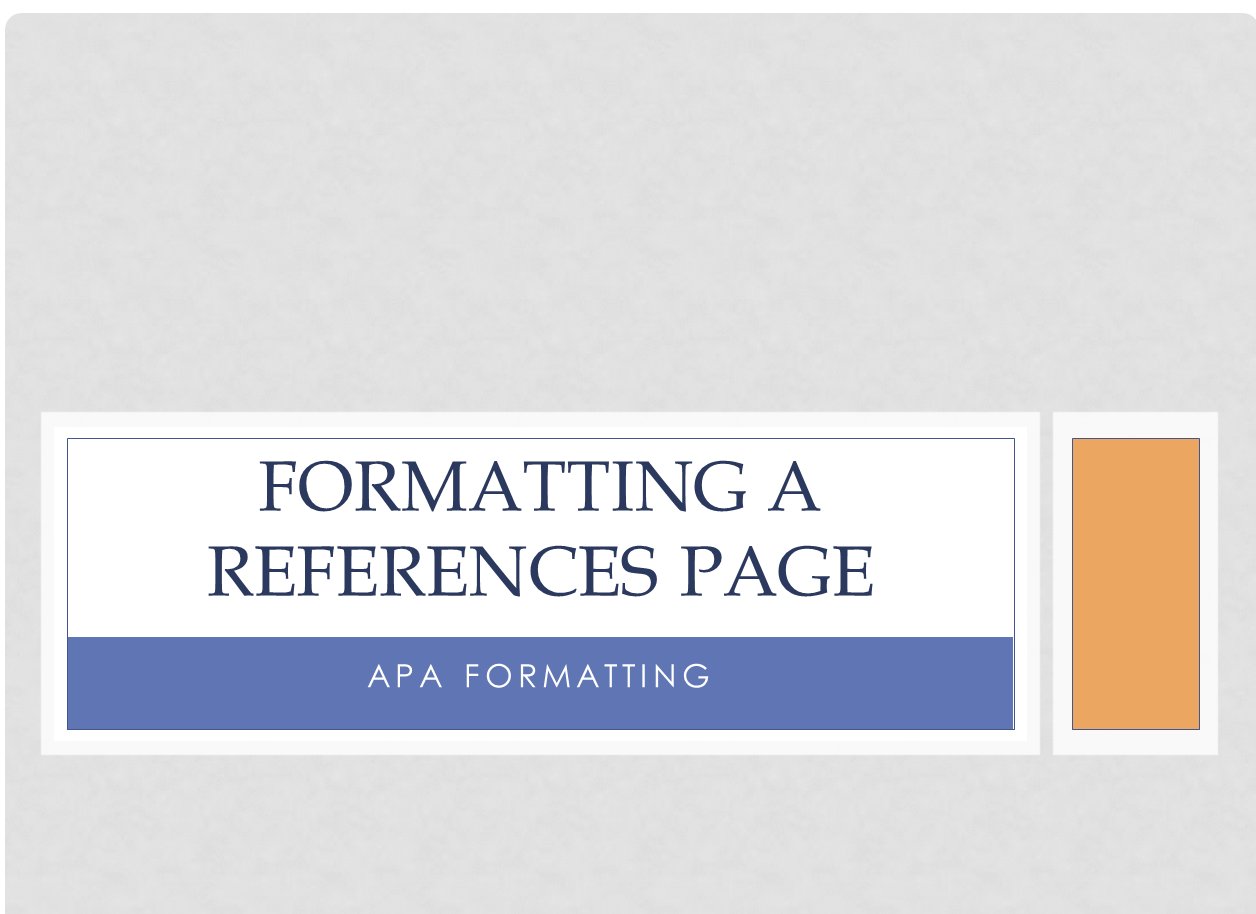 Formatting a References Page
