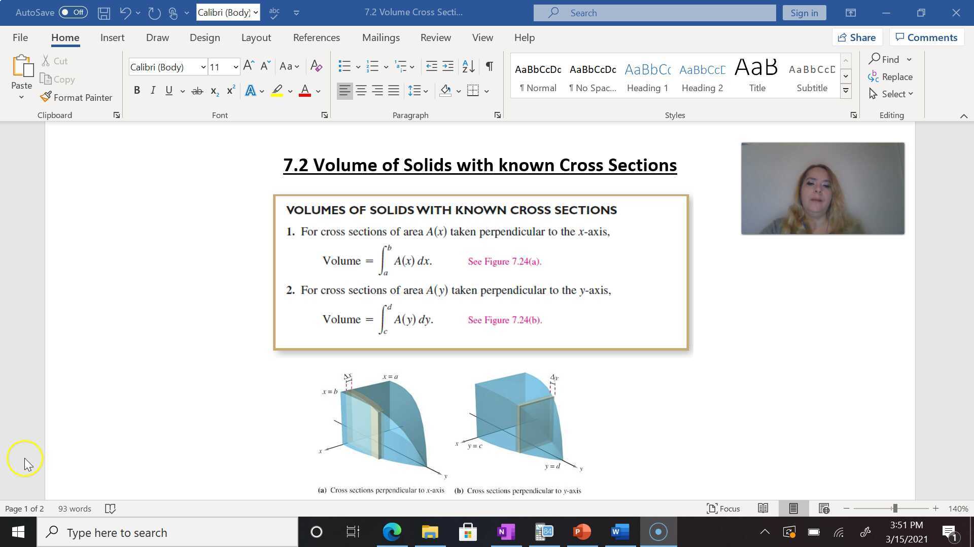 7.2 Volumes of solids with Cross Sections