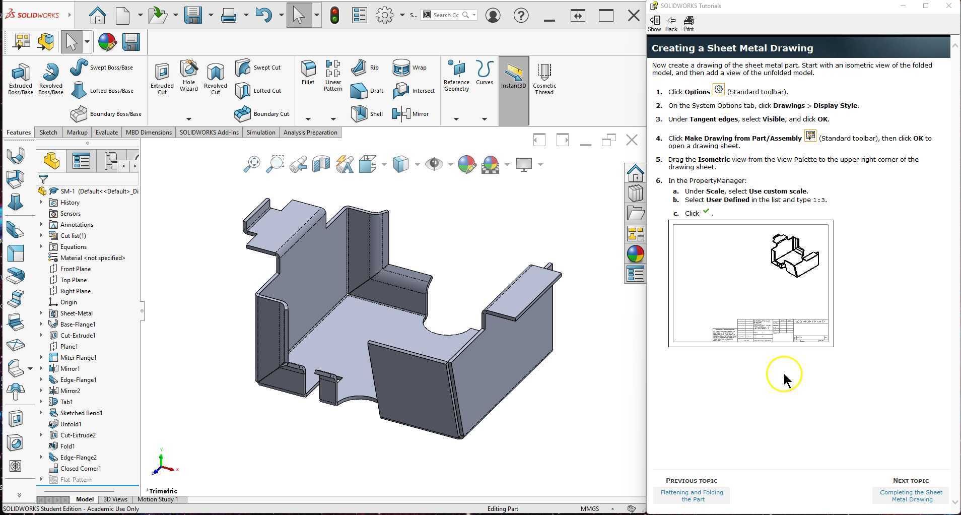SW Tutorial: Sheet Metal Drawing