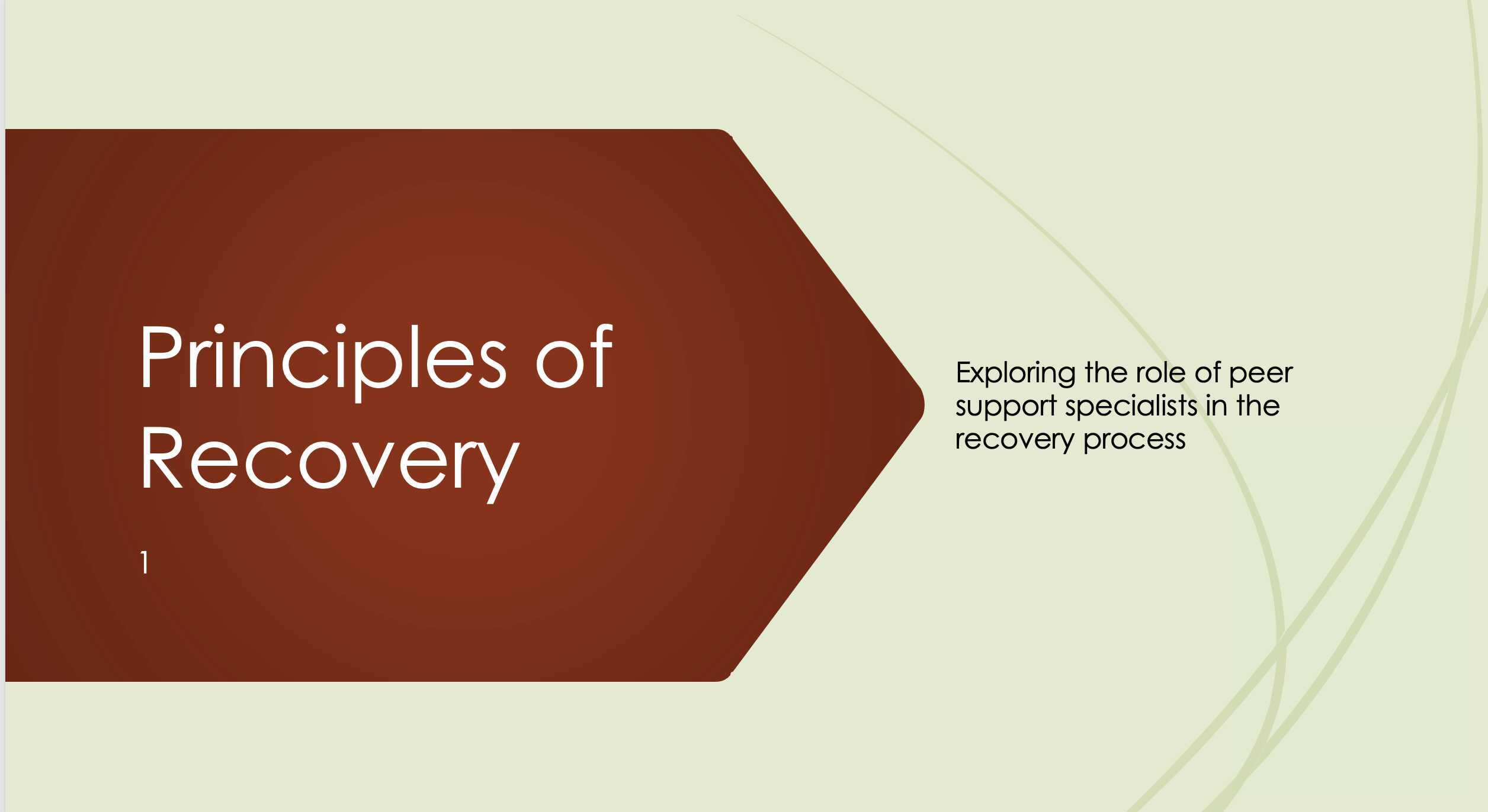 Principles of Recovery/Role of PSS