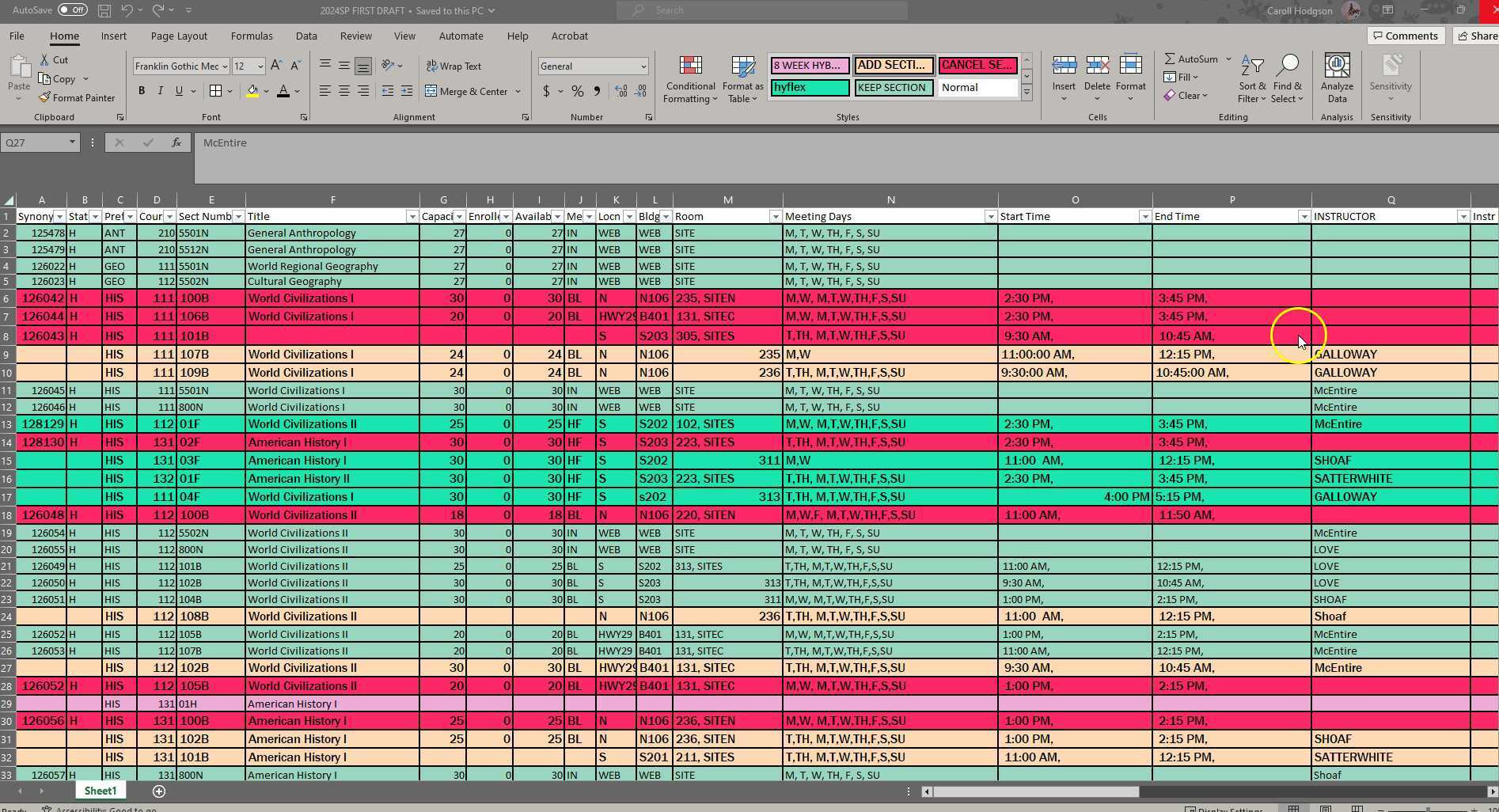 QUICK LOOK AT SCHEDULE FILTER