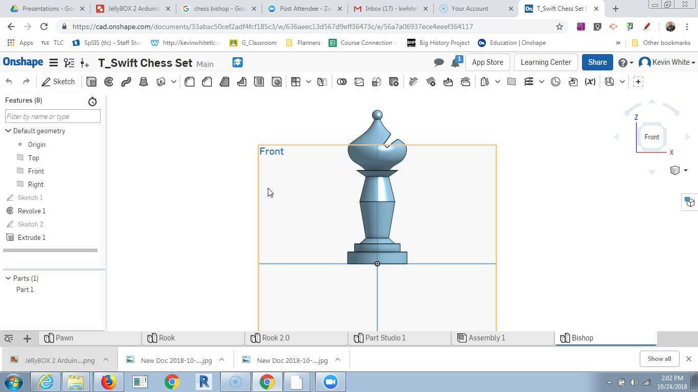 OnShape Chess Bishop - SymetricExtrudeCut