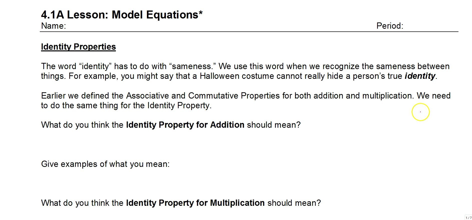 Math A Lesson 4.1A part 1