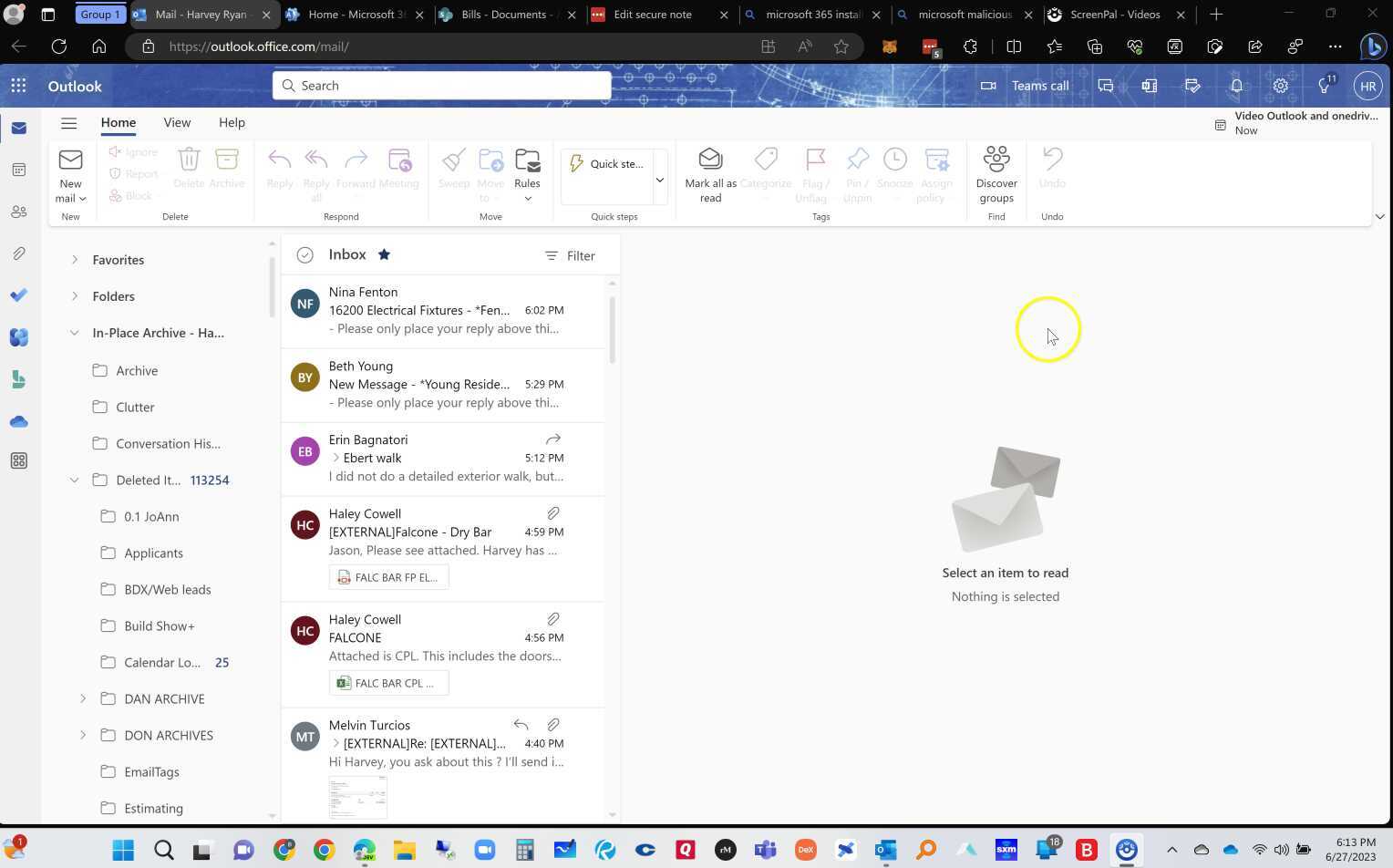 Adding a shared email folder and syncing OneDrive by HR