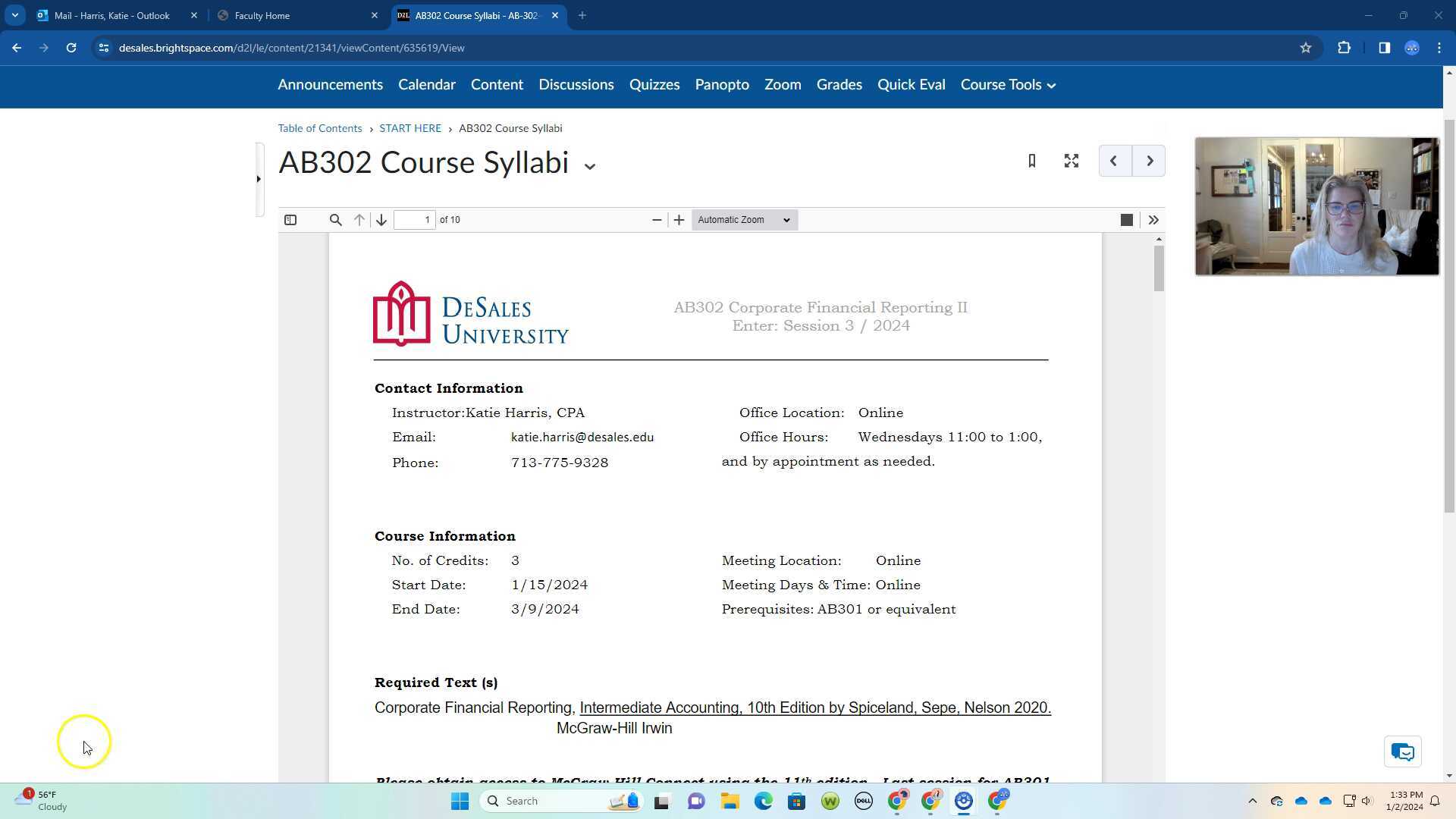 AB302 Spring 2024 Course & Syllabi Overview