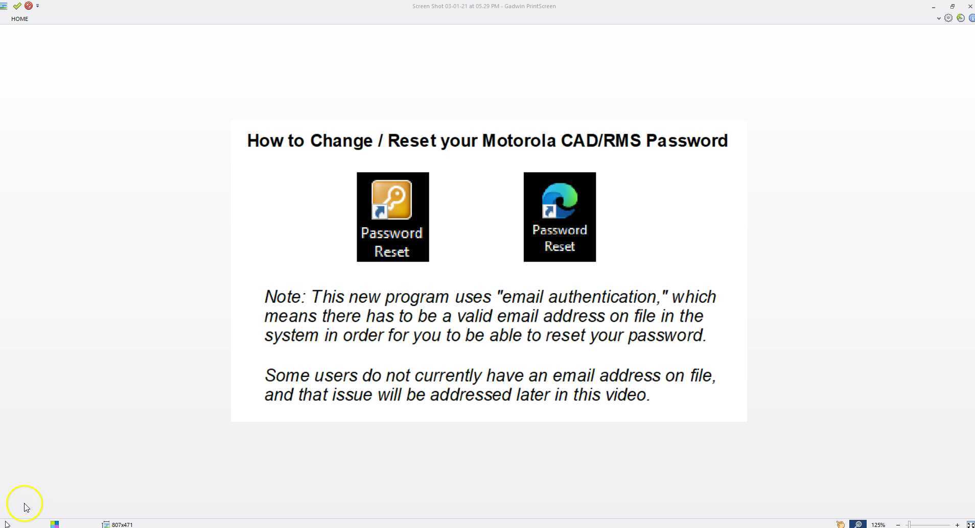 Change/Reset CAD/RMS Password