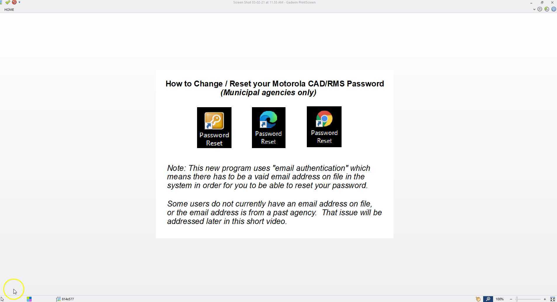 How do I Reset my CAD/RMS Password?