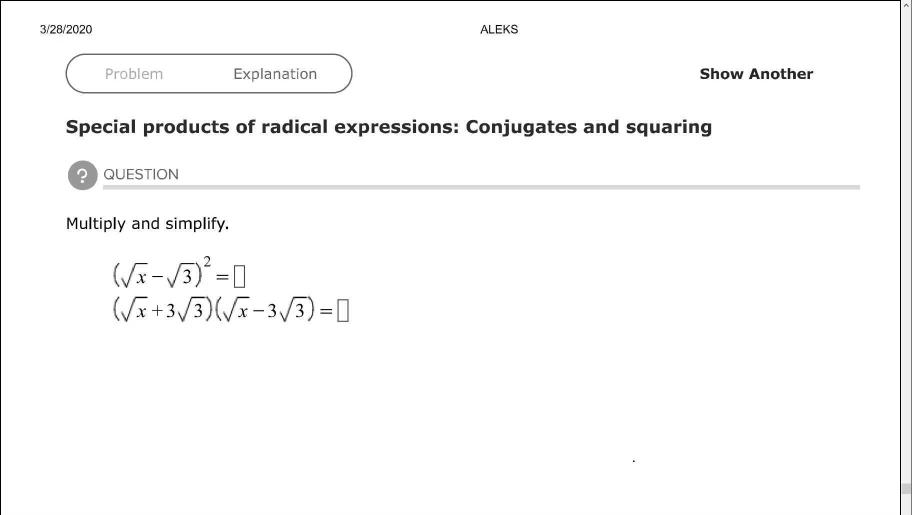 Special products of radical expressions_ Conjugates and squaring