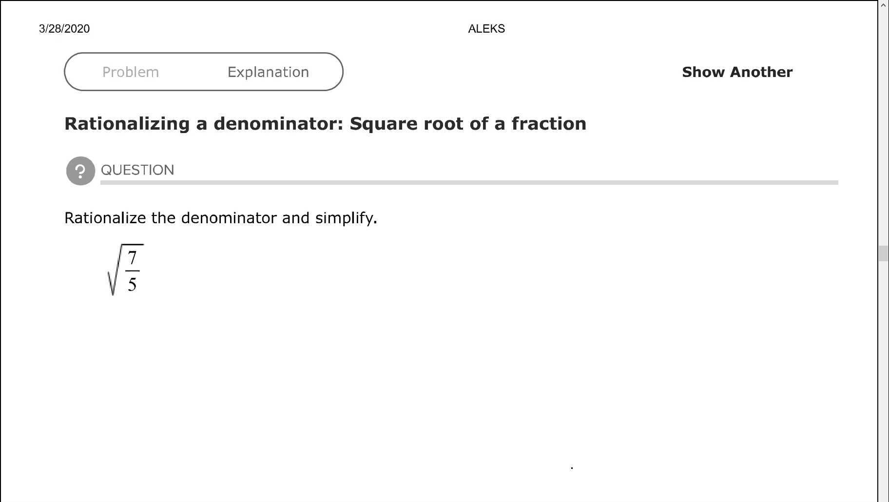 Rationalizing a denominator_ Square root of a fraction