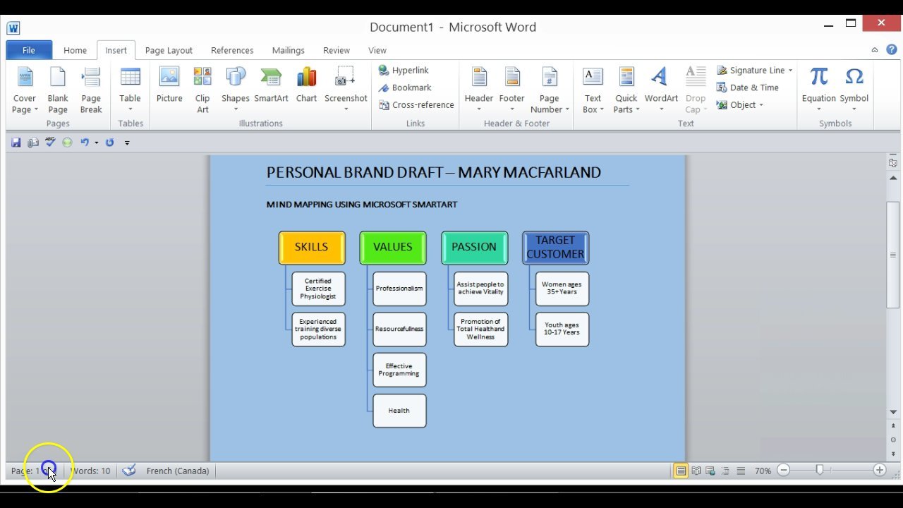 Personal Branding Mind Mapping Assignment - SmartART