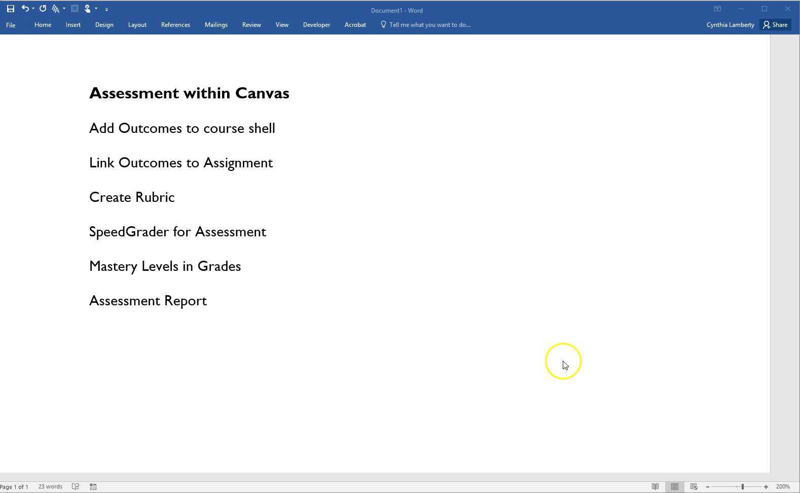 Assessment in Canvas August 2022