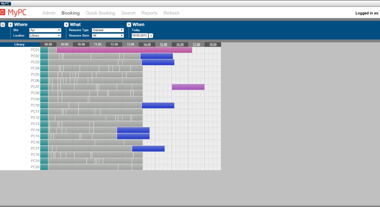 Booking a PC using MyPC