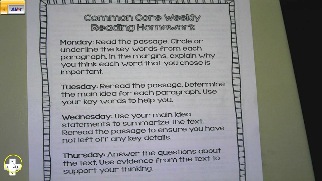 Weekly Reading Homework Example - Close Reading