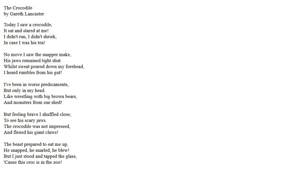 The crocodile by Gareth Lancaster