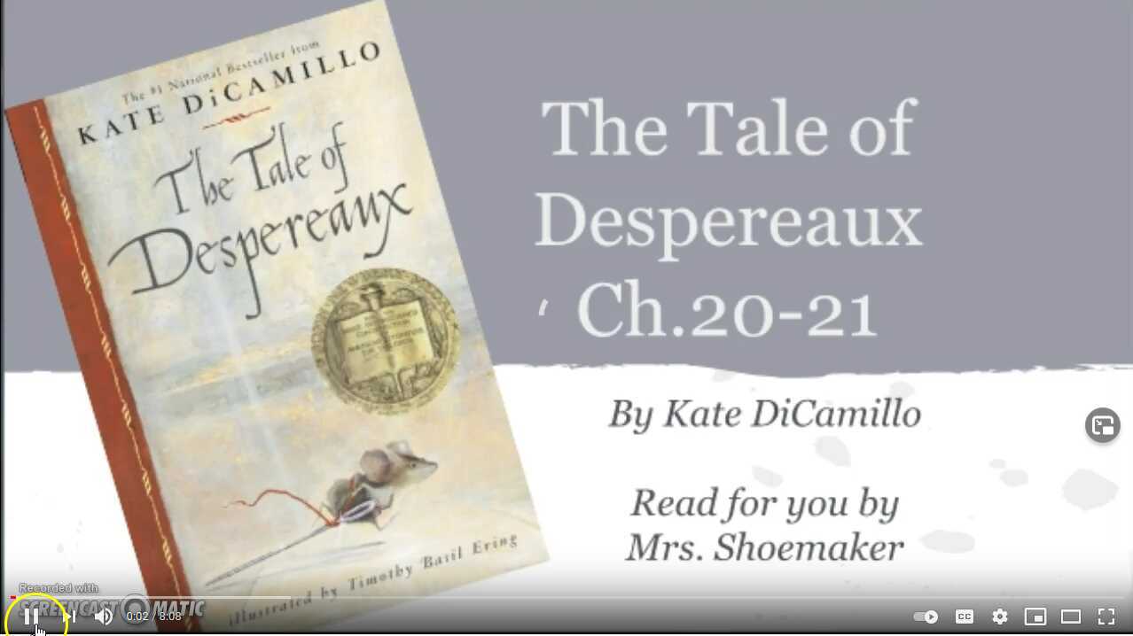 The tale of Despereaux ch 20-21