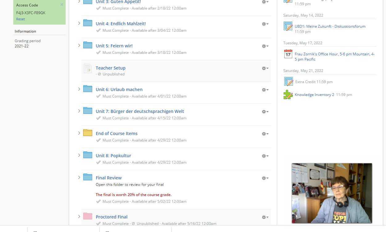 End of Course Folder Explained