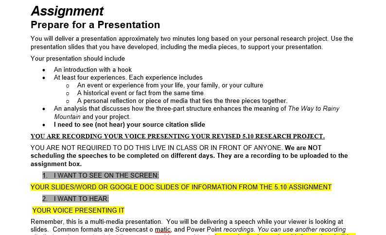 E1: 5.14 Instructions and How to Record Your Presentation