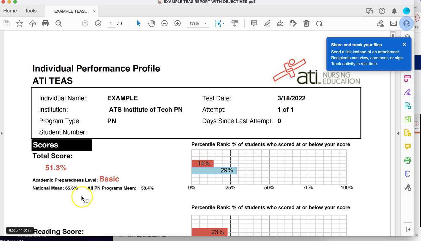ATI TEAS 7 Detailed Report Example