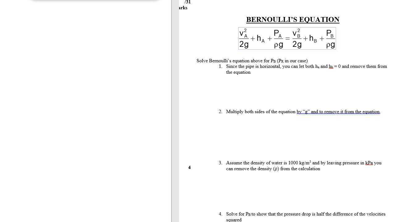 Simplifying Bernoulli's equation in Lab 4