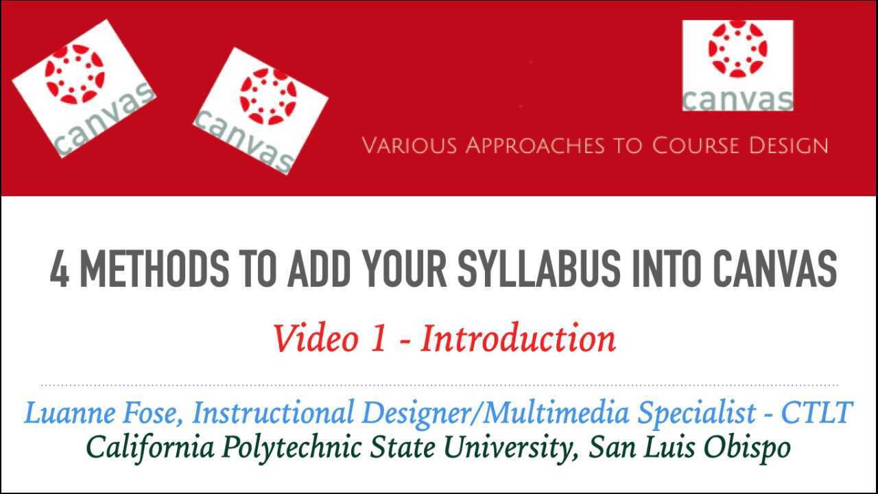4 Methods to Add Your Canvas Syllabus - Intro