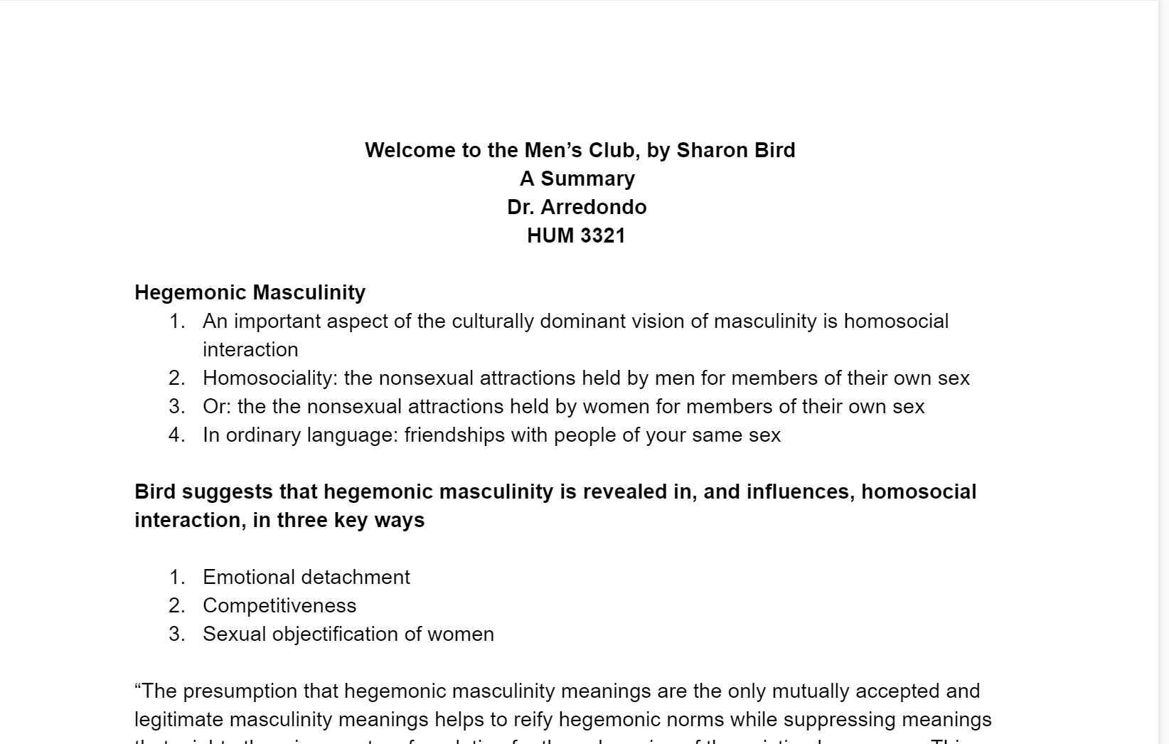 Sharon Bird Welcome to the Men's Club