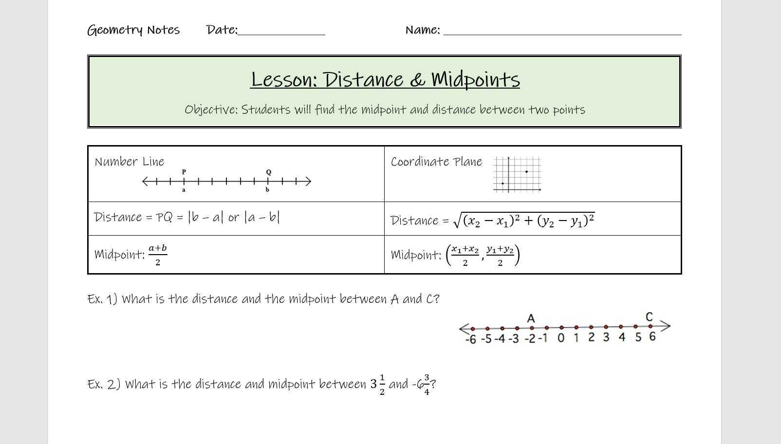 Distance and Midpoints