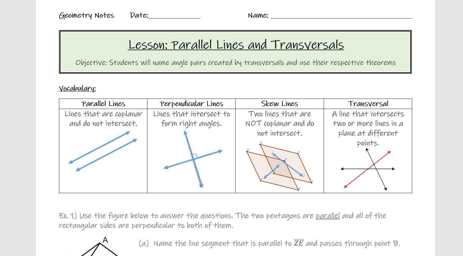 Parallel Lines and Transversals