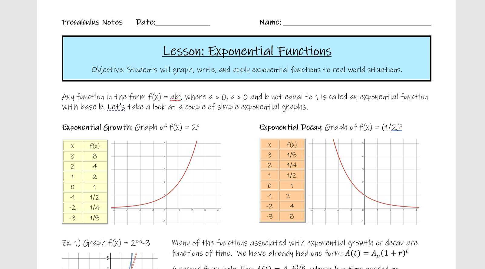 Exponential Functions