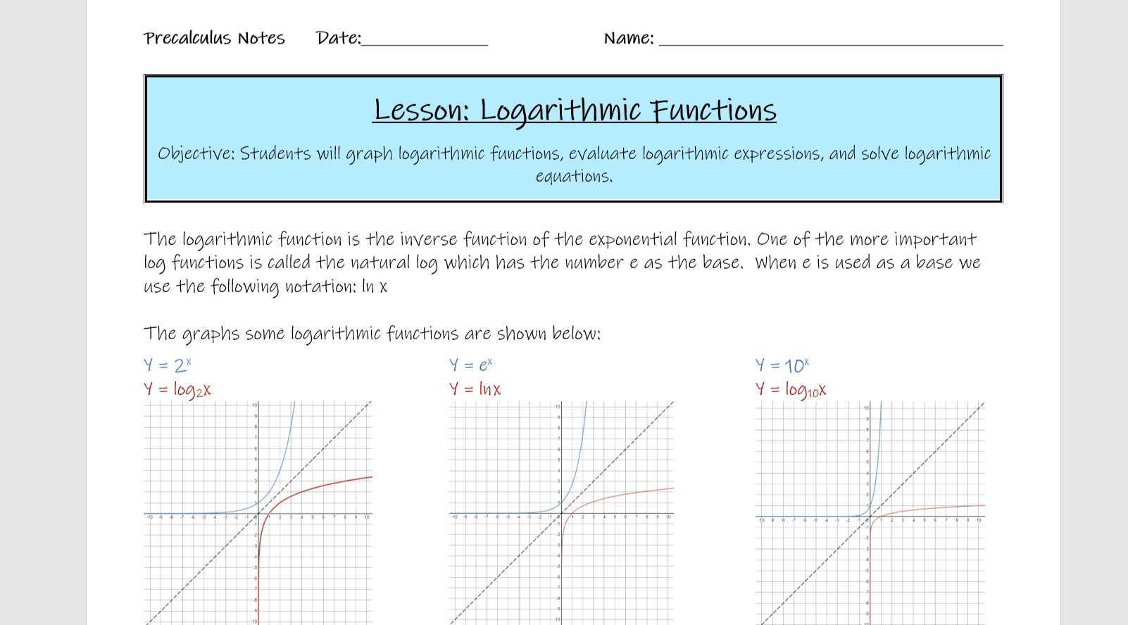Logarithmic Functions