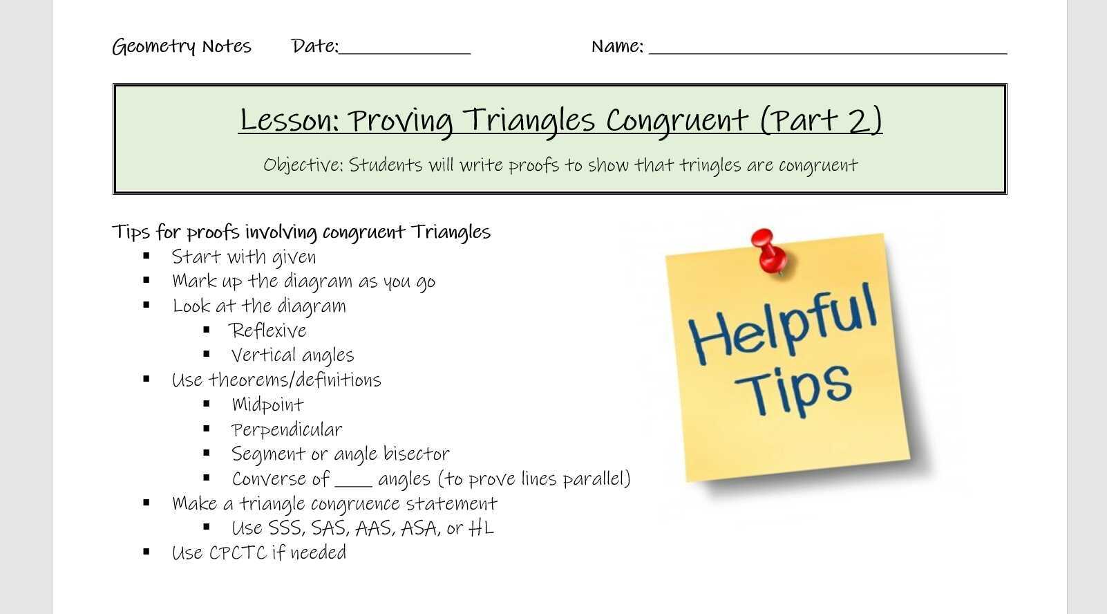 Proving Triangles Congruent (Part 2)
