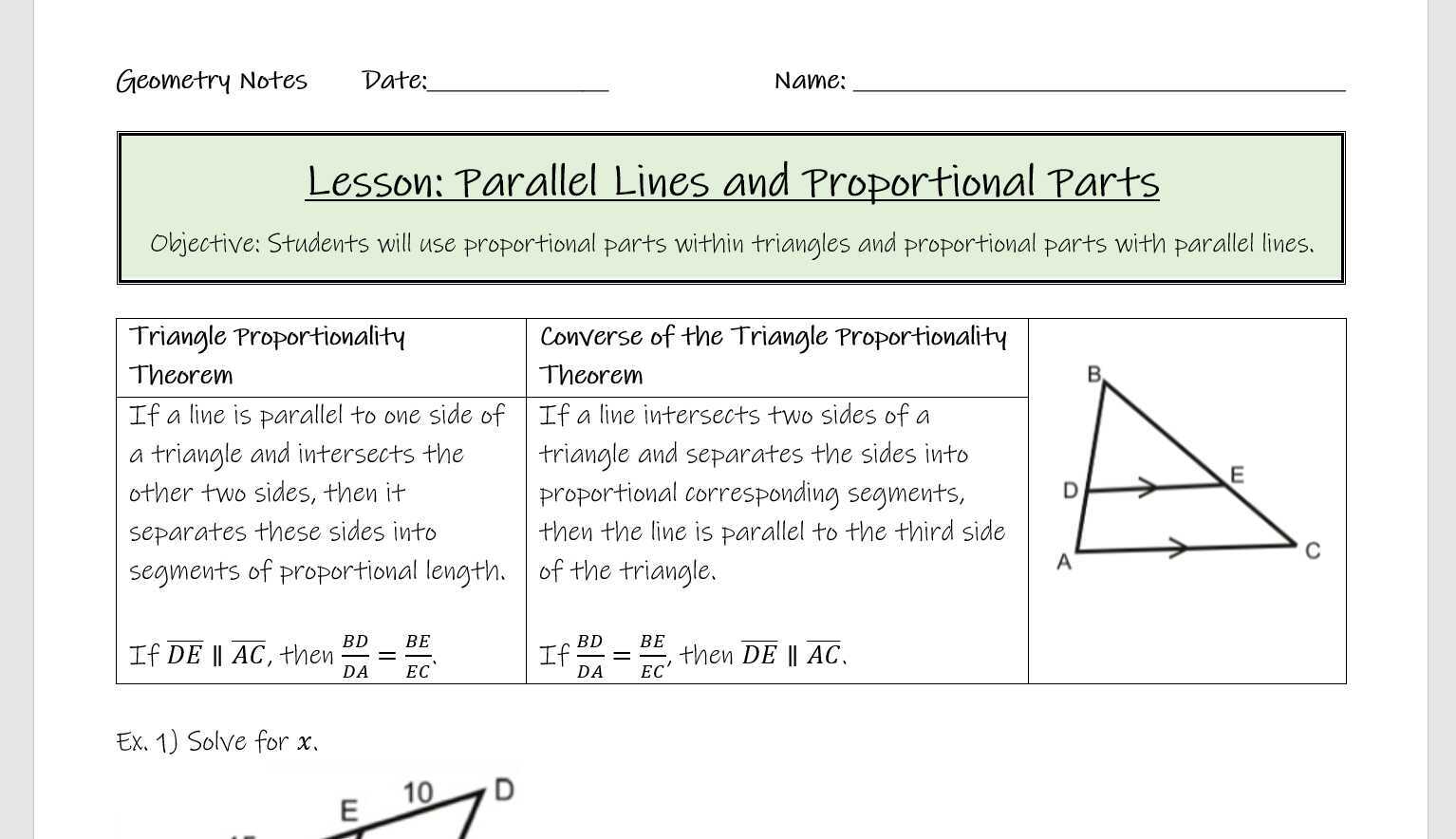 Parallel Lines and Proportional Parts