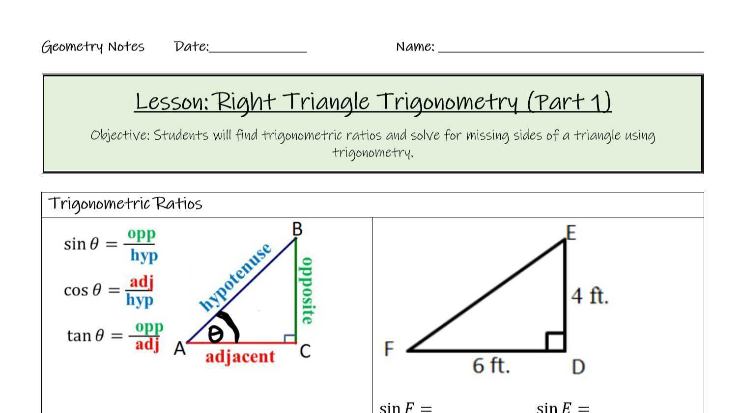 Right Triangle Trigonometry (Part 1)