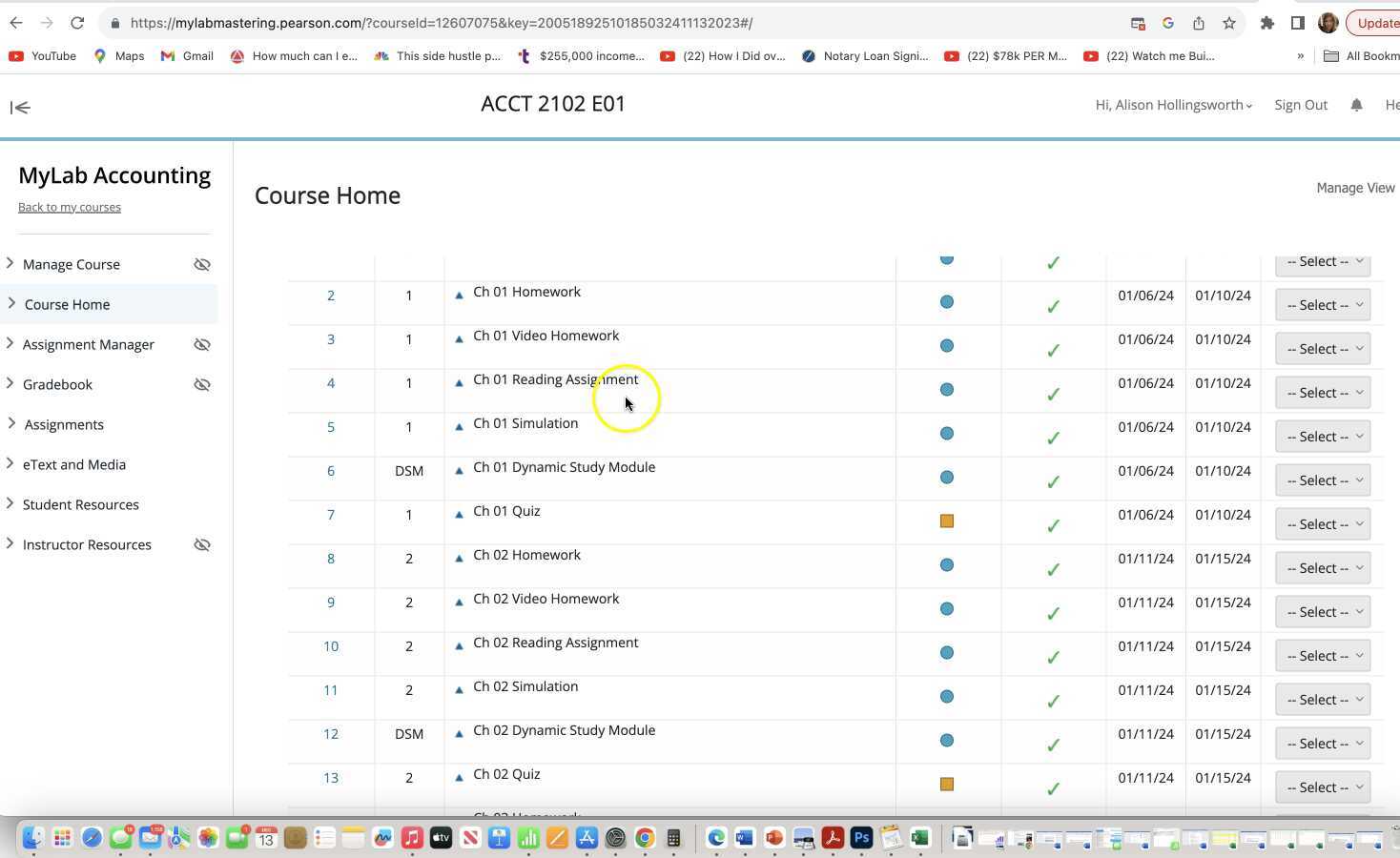 MyLab Accounting Video HW, Reading, Simulation, Study Module Overview