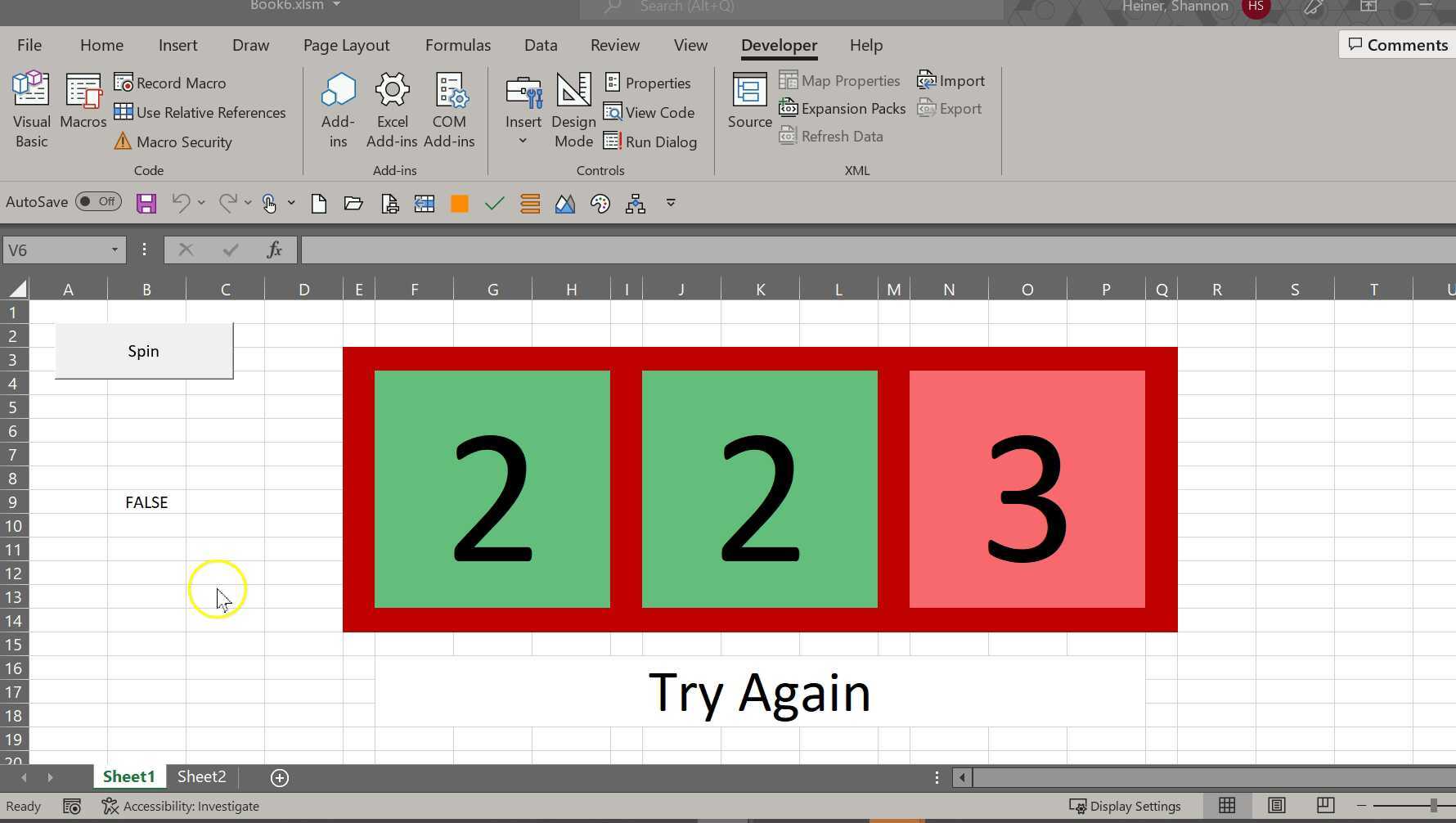Excel Slot Machine what you are creating