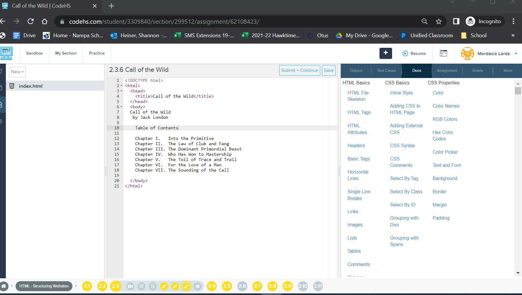 CodeHs Web Unit 2.3.6 Cal of the Wild