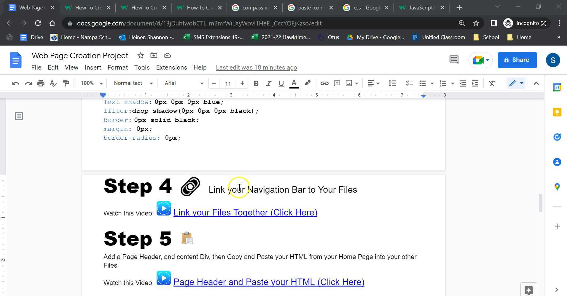 CodeHs WebProject Step 4 Linking Files together