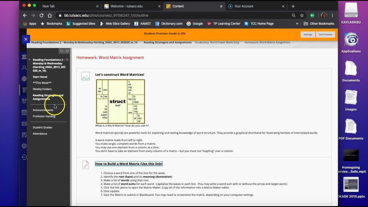 Making a Word Matrix