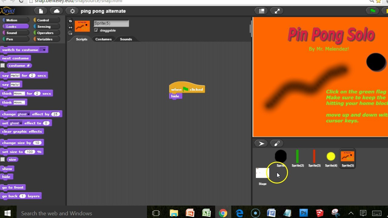 Ping Pong start screen scripts