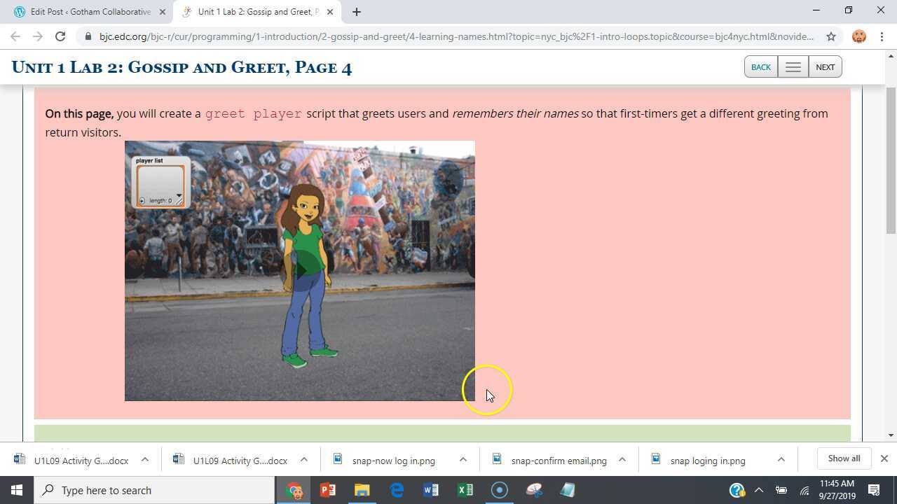 set up gossip and greet