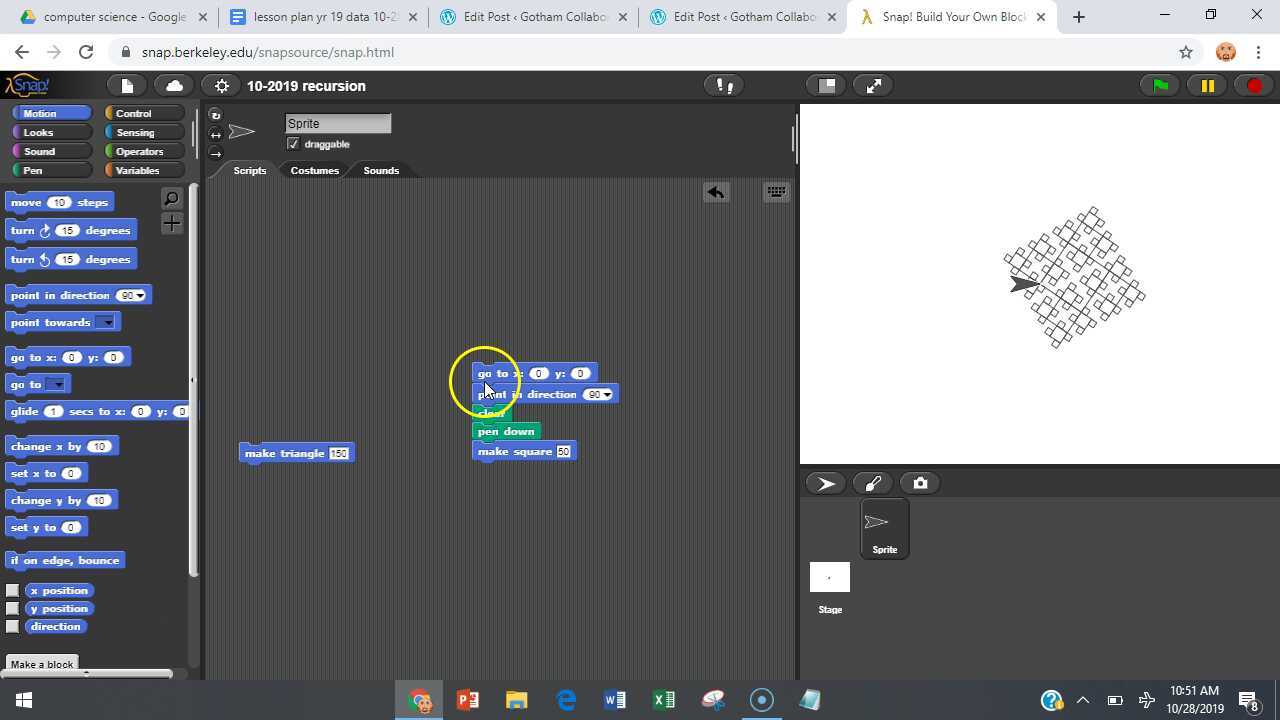 recursion with squares